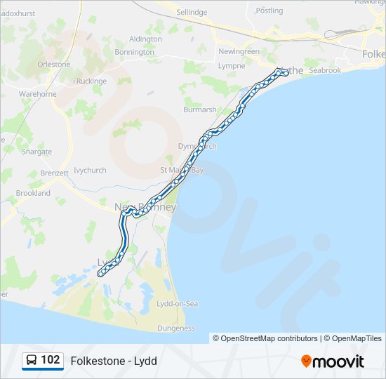 102 Route: Schedules, Stops & Maps - Hythe (Updated)