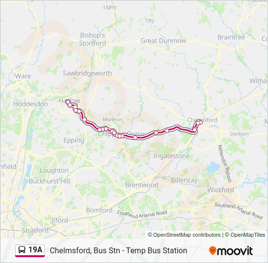 19A Route: Schedules, Stops & Maps - Harlow Town Centre (Updated)