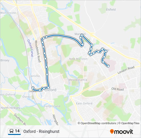 14 Route: Schedules, Stops & Maps - John Radcliffe Hospital (Updated)