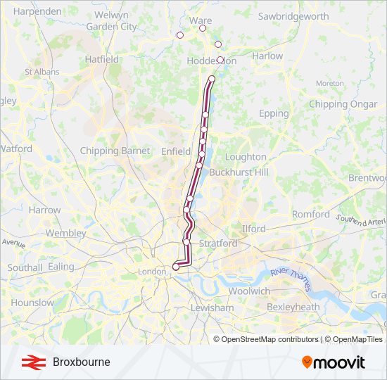 weaver line Route: Schedules, Stops & Maps - Broxbourne (Updated)
