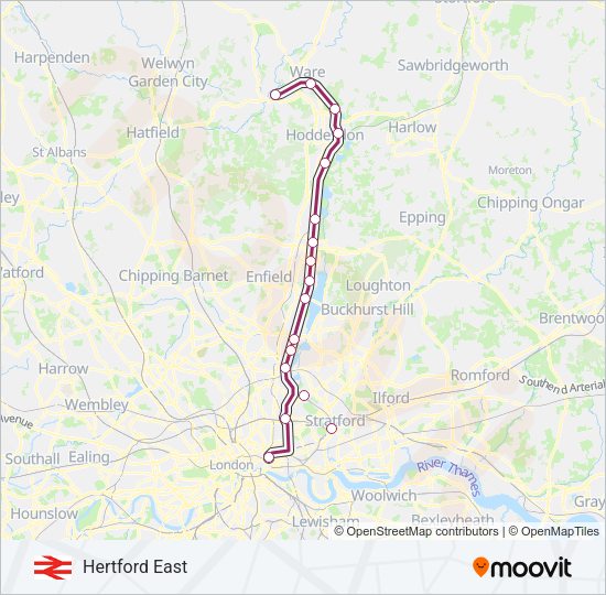 WEAVER LINE Route: Schedules, Stops & Maps - Hertford East (Updated)