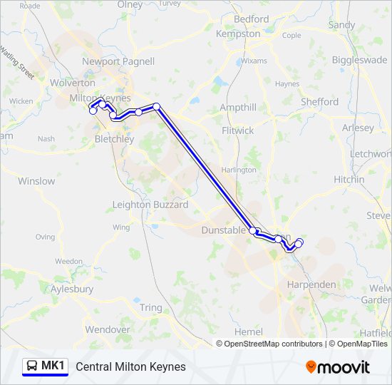 MK1 Route: Schedules, Stops & Maps - Central Milton Keynes (Updated)