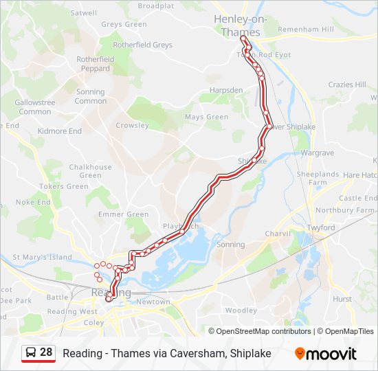 28 Route: Schedules, Stops & Maps - Reading Town Centre (Updated)