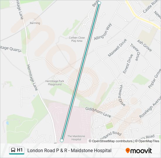 H1 Route: Schedules, Stops & Maps - Barming Heath (Updated)