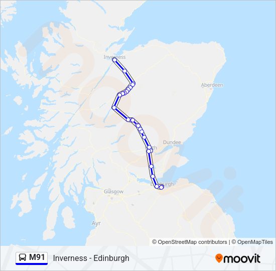 m91 Route: Schedules, Stops & Maps - Edinburgh (Updated)