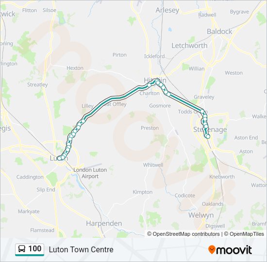 100 Route: Schedules, Stops & Maps - Luton Town Centre (Updated)
