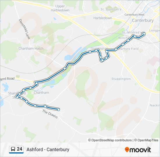 24 Route: Schedules, Stops & Maps - Canterbury (Updated)