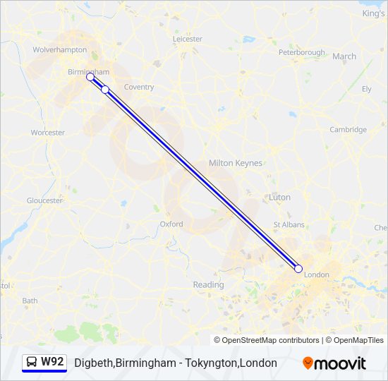 w92 Route: Schedules, Stops & Maps - Tokyngton (Updated)