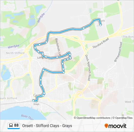 88 Route: Schedules, Stops & Maps - Grays (Updated)