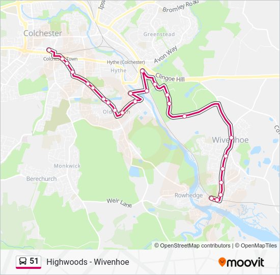 51 Route: Schedules, Stops & Maps - Colchester City Centre (Updated)