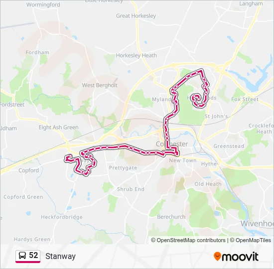52 Route: Schedules, Stops & Maps - Stanway (Updated)
