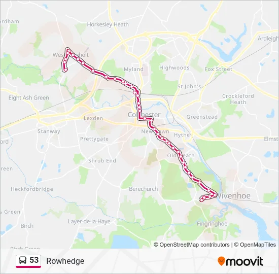 53 Route: Schedules, Stops & Maps - Rowhedge (Updated)
