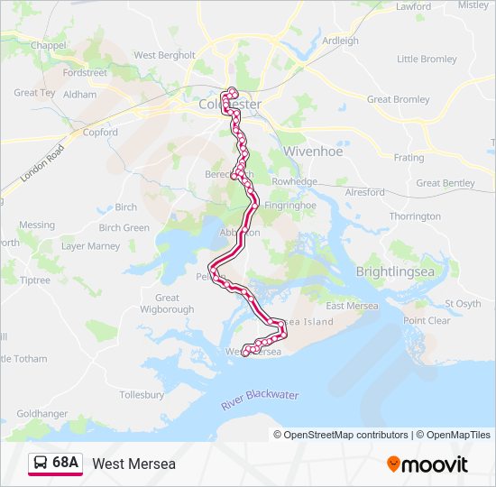 68a Route: Schedules, Stops & Maps - West Mersea (Updated)