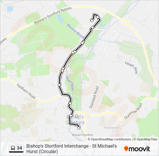 34 Route: Schedules, Stops & Maps - Bishops Stortford (Updated)