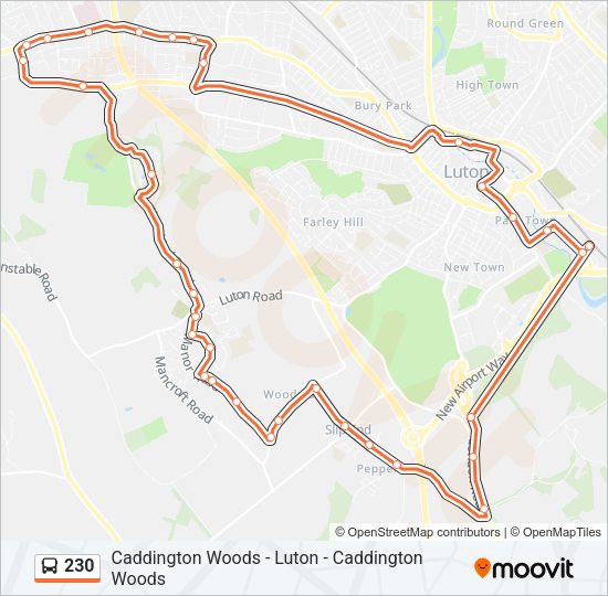 230 Route: Schedules, Stops & Maps - Caddington (Updated)