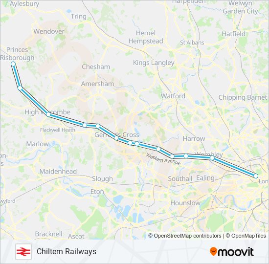 chiltern railways Route: Schedules, Stops & Maps - Princes Risborough ...