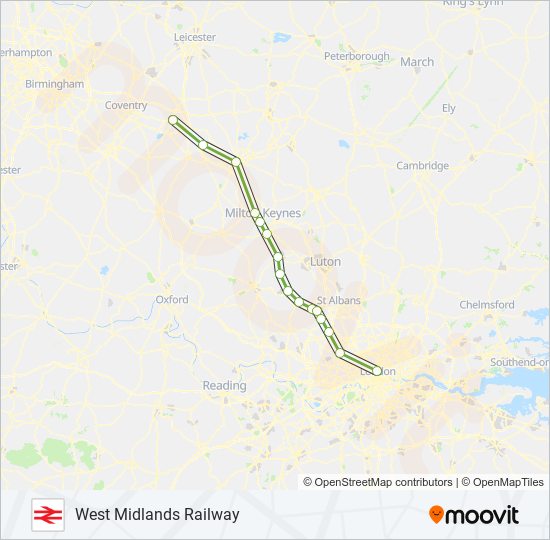 west midlands railway Route: Schedules, Stops & Maps - Rugby (Updated)