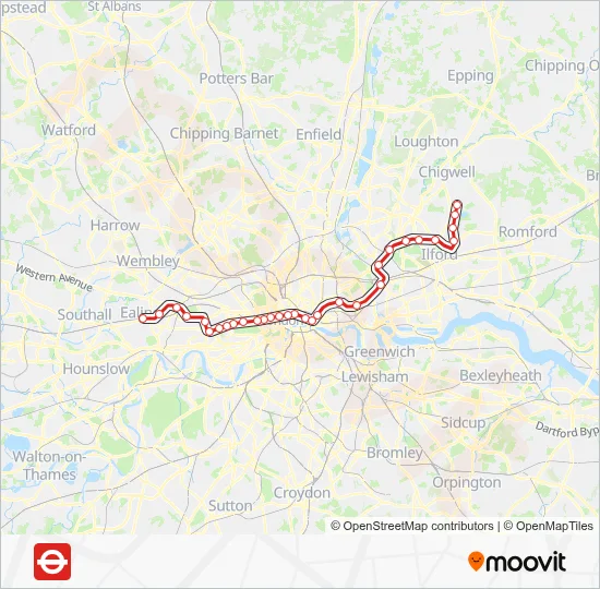 CENTRAL Route: Schedules, Stops & Maps - Hainault - Ealing Broadway ...