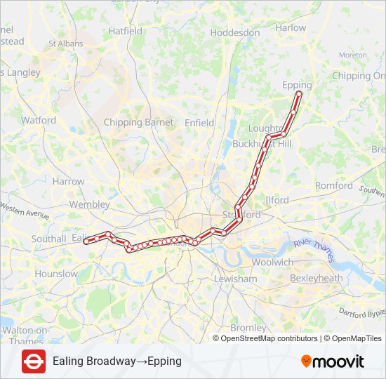 central Route: Schedules, Stops & Maps - Ealing Broadway - Epping (Updated)