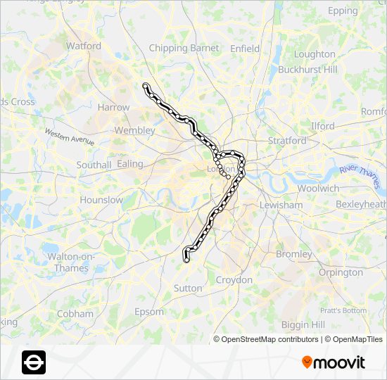 NORTHERN Route: Schedules, Stops & Maps - Edgware via Bank (Updated)