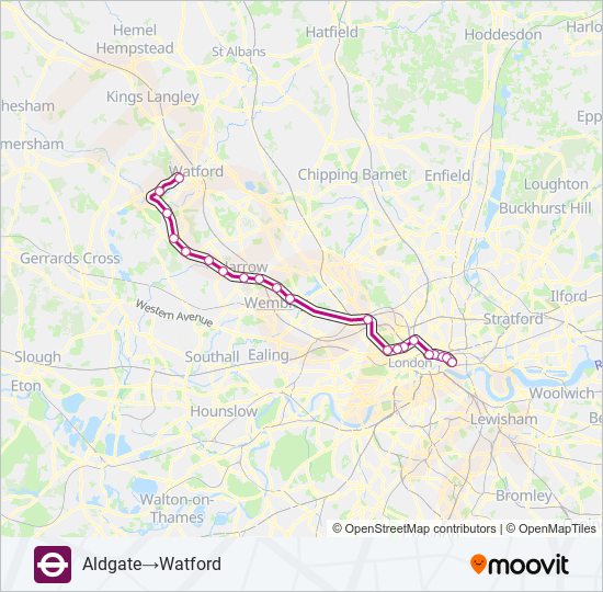 metropolitan Route: Schedules, Stops & Maps - Aldgate - Watford (Updated)