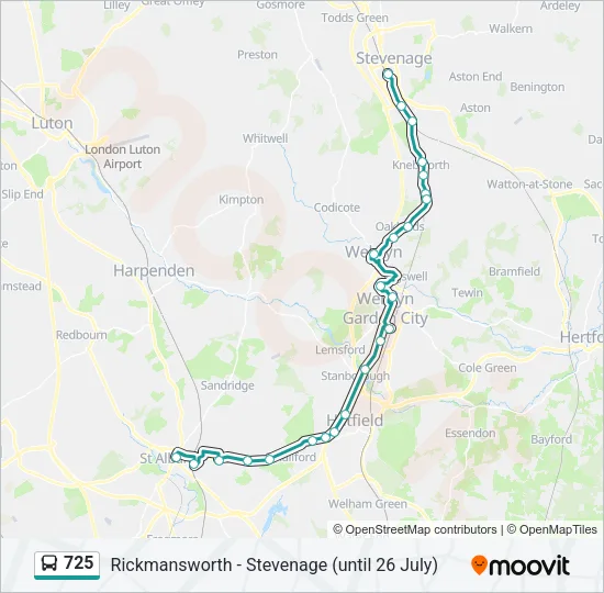 725 Route: Schedules, Stops & Maps - St Albans (Updated)