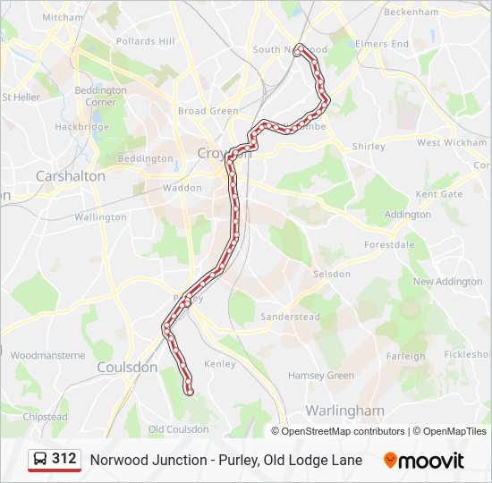312 Route: Schedules, Stops & Maps - Norwood Junction (Updated)