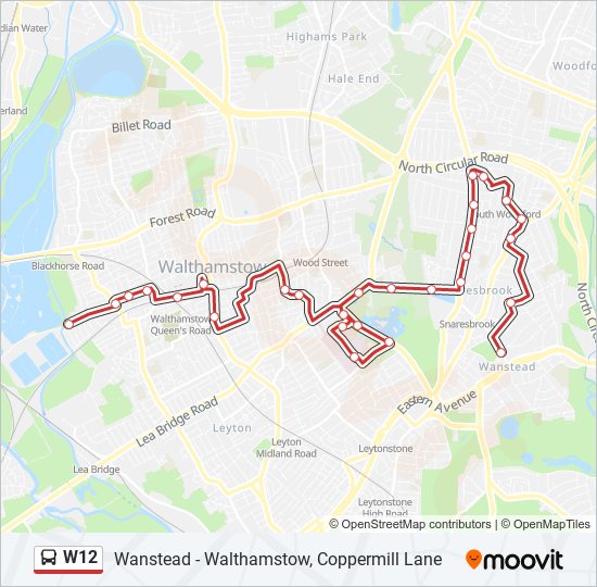 w12 Route: Schedules, Stops & Maps - Walthamstow, Coppermill Lane (Updated)