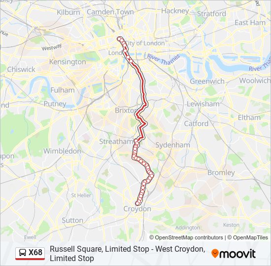 x68 Route: Schedules, Stops & Maps - West Croydon, Limited Stop (Updated)
