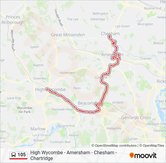 105 Route: Schedules, Stops & Maps - Chesham (Updated)