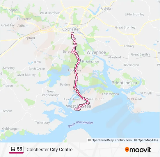 55 Route: Schedules, Stops & Maps - Colchester City Centre (Updated)