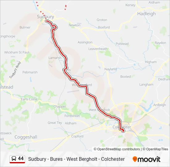 44 Route: Schedules, Stops & Maps - Colchester City Centre (Updated)