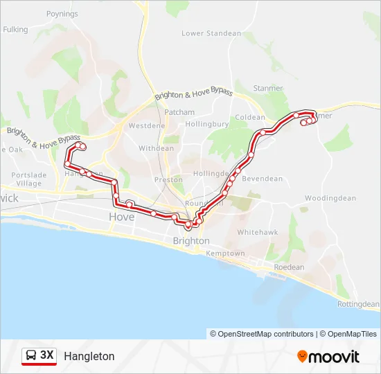 3X Route: Schedules, Stops & Maps - Hangleton (Updated)