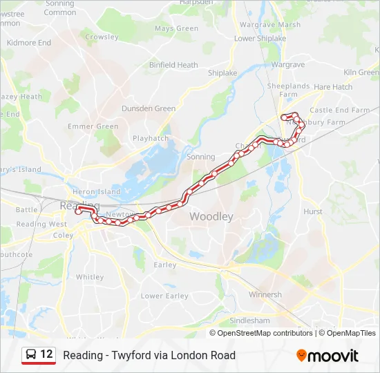 12 Route: Schedules, Stops & Maps - Reading Town Centre (Updated)