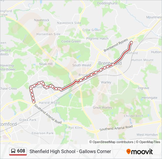 608 Route: Schedules, Stops & Maps - Shenfield High School (Updated)