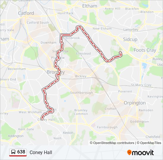 638 Route: Schedules, Stops & Maps - Coney Hall (Updated)