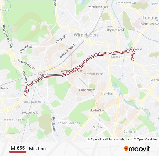 655 Route: Schedules, Stops & Maps - Mitcham (Updated)