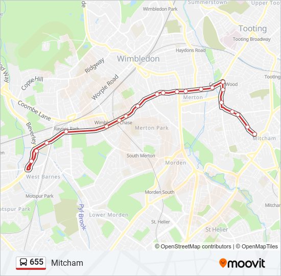 655 Route: Schedules, Stops & Maps - Mitcham (Updated)