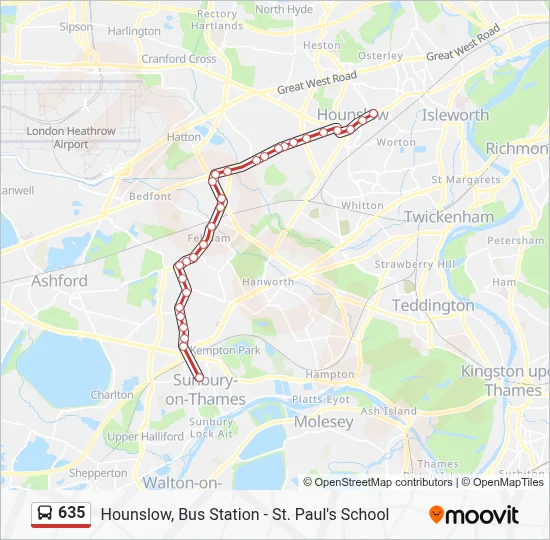 635 Route: Schedules, Stops & Maps - Hounslow, Bus Station (Updated)
