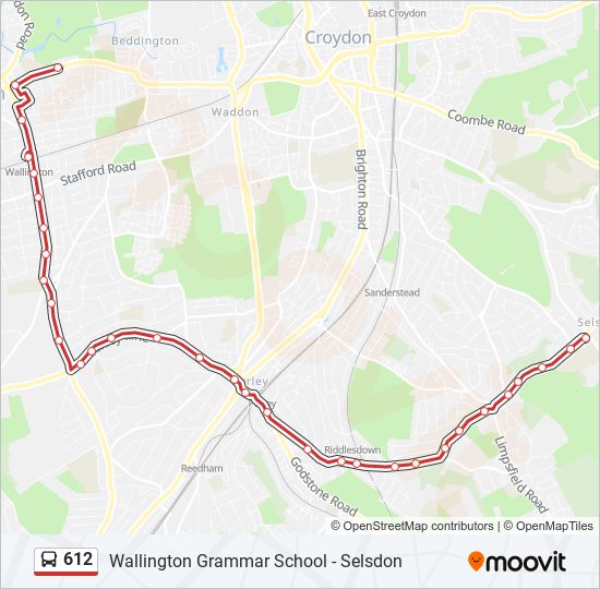 612 Route: Schedules, Stops & Maps - Wallington Grammar School (Updated)