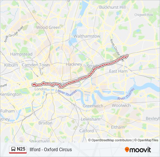 n25 Route: Schedules, Stops & Maps - Oxford Circus (Updated)