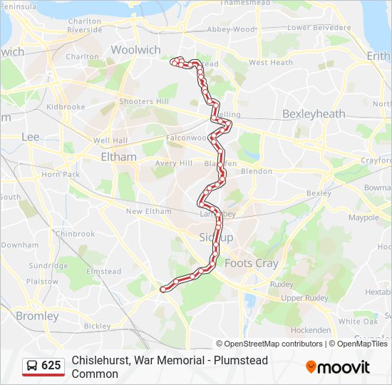 625 Route: Schedules, Stops & Maps - Plumstead Common (Updated)