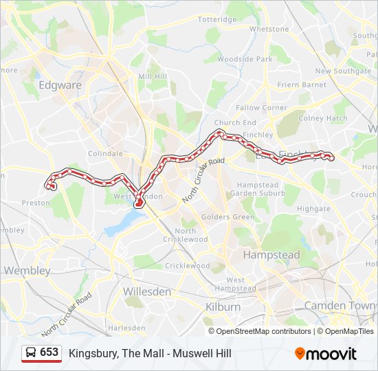 653 Route: Schedules, Stops & Maps - Kingsbury, the Mall (Updated)