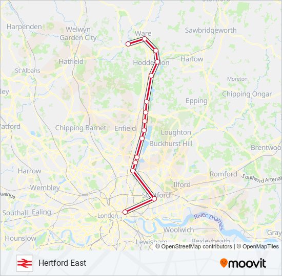 greater anglia Route: Schedules, Stops & Maps - Hertford East (Updated)