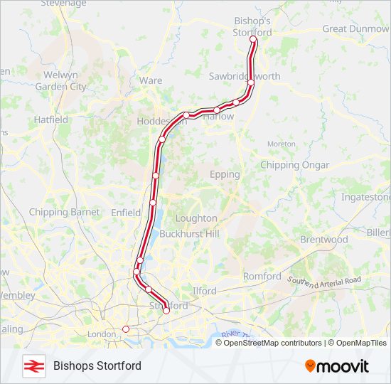 greater anglia Route: Schedules, Stops & Maps - Bishops Stortford (Updated)