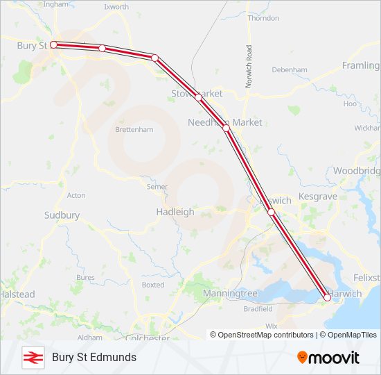 greater anglia Route: Schedules, Stops & Maps - Bury St Edmunds (Updated)