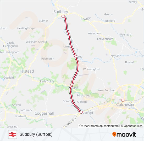 greater anglia Route: Schedules, Stops & Maps - Sudbury (Suffolk) (Updated)