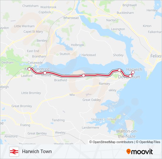 greater anglia Route: Schedules, Stops & Maps - Harwich Town (Updated)