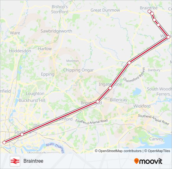 greater anglia Route: Schedules, Stops & Maps - Braintree (Updated)