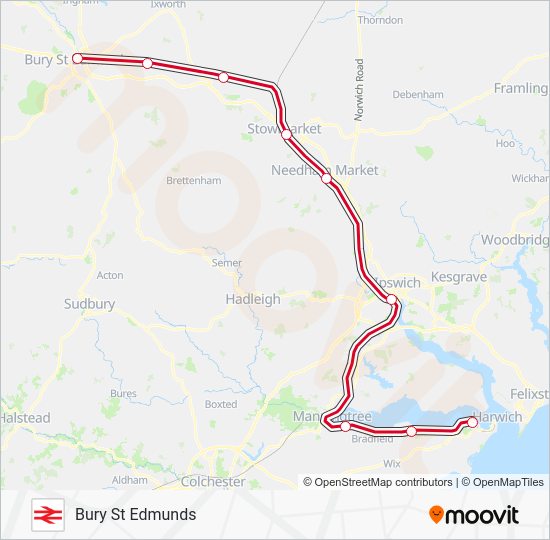 greater anglia Route: Schedules, Stops & Maps - Bury St Edmunds (Updated)
